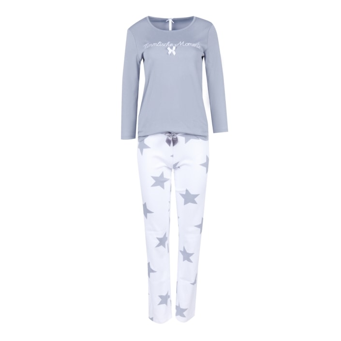 LOUIS & LOUISA Kinder-Pyjama 'himmlische Momente' grau/weiß • Fräulein Anna